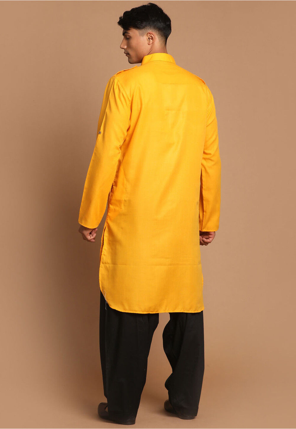 Buy Solid Color Cotton Pathani Suit in Mustard Online : MTR3066 - Utsav ...