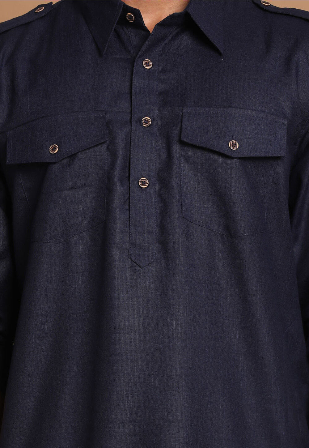 Buy Solid Color Cotton Pathani Suit in Navy Blue Online : MTR3063 ...