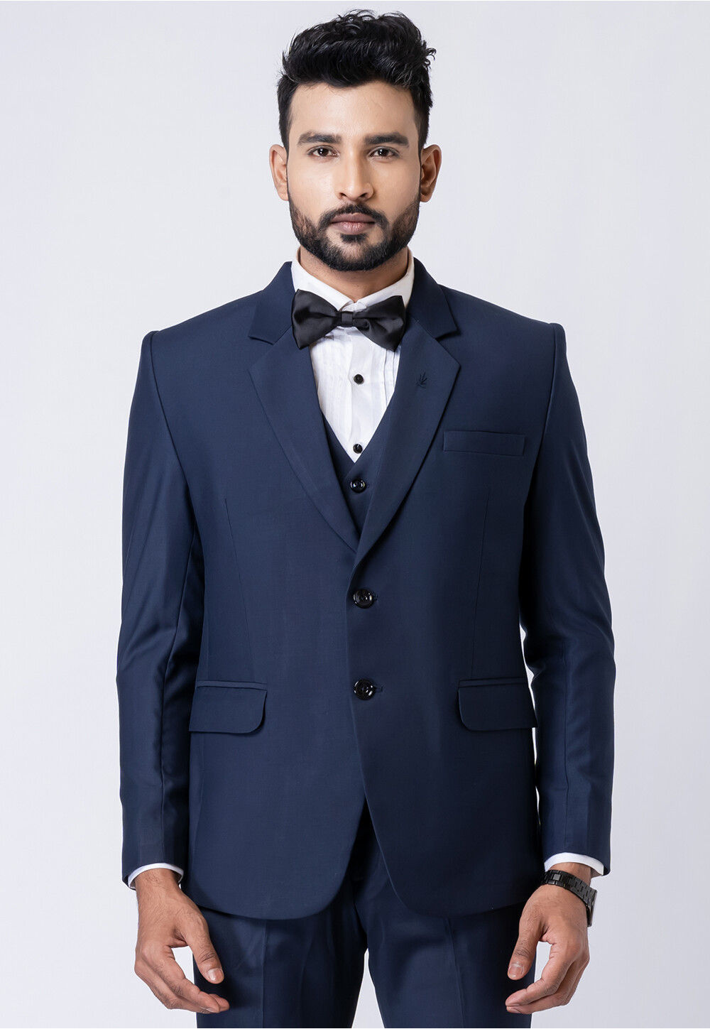 Buy Solid Color Polyester Tuxedo in Navy Blue Online : MDW1775 - Utsav ...