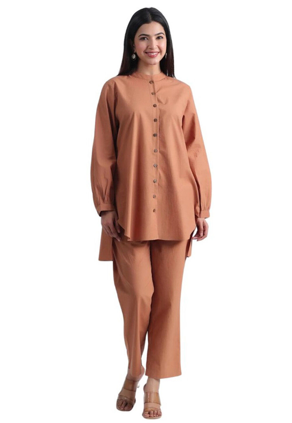 Buy Solid Color Pure Cotton Co Ord Set in Brown Online : TCA111 - Utsav ...