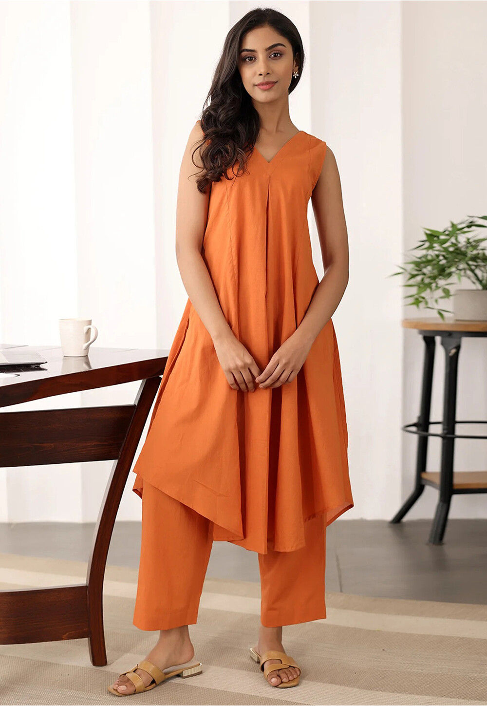 Buy Solid Color Pure Cotton Co Ord Set in Orange Online : TFJ192 ...