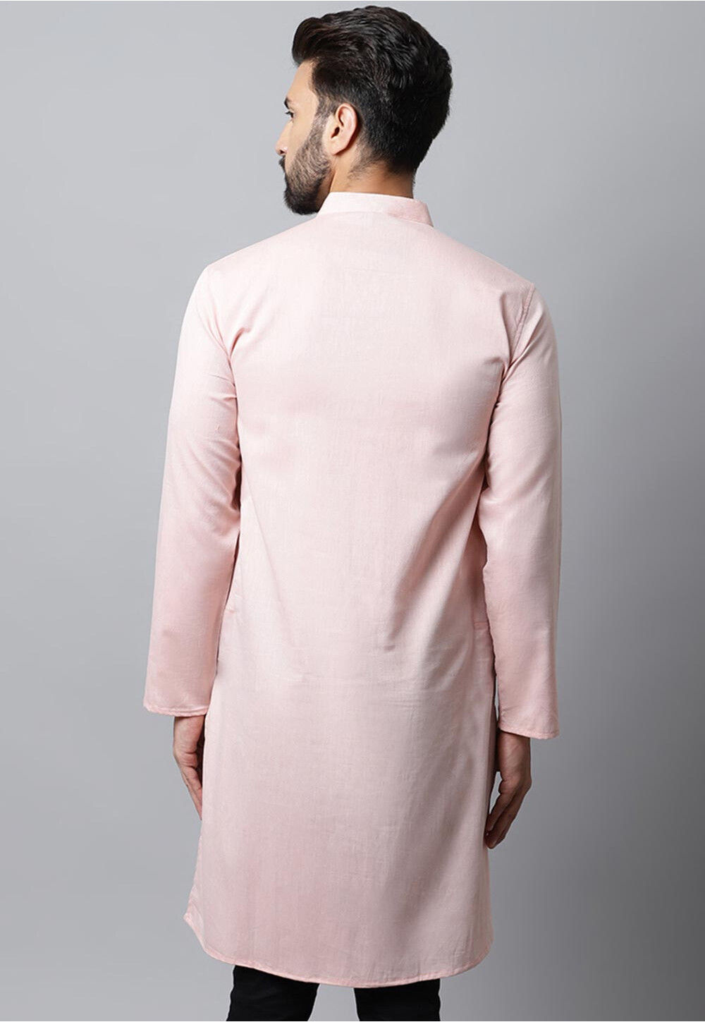 Buy Solid Color Pure Cotton Kurta in Light Pink Online : MAN201 - Utsav ...