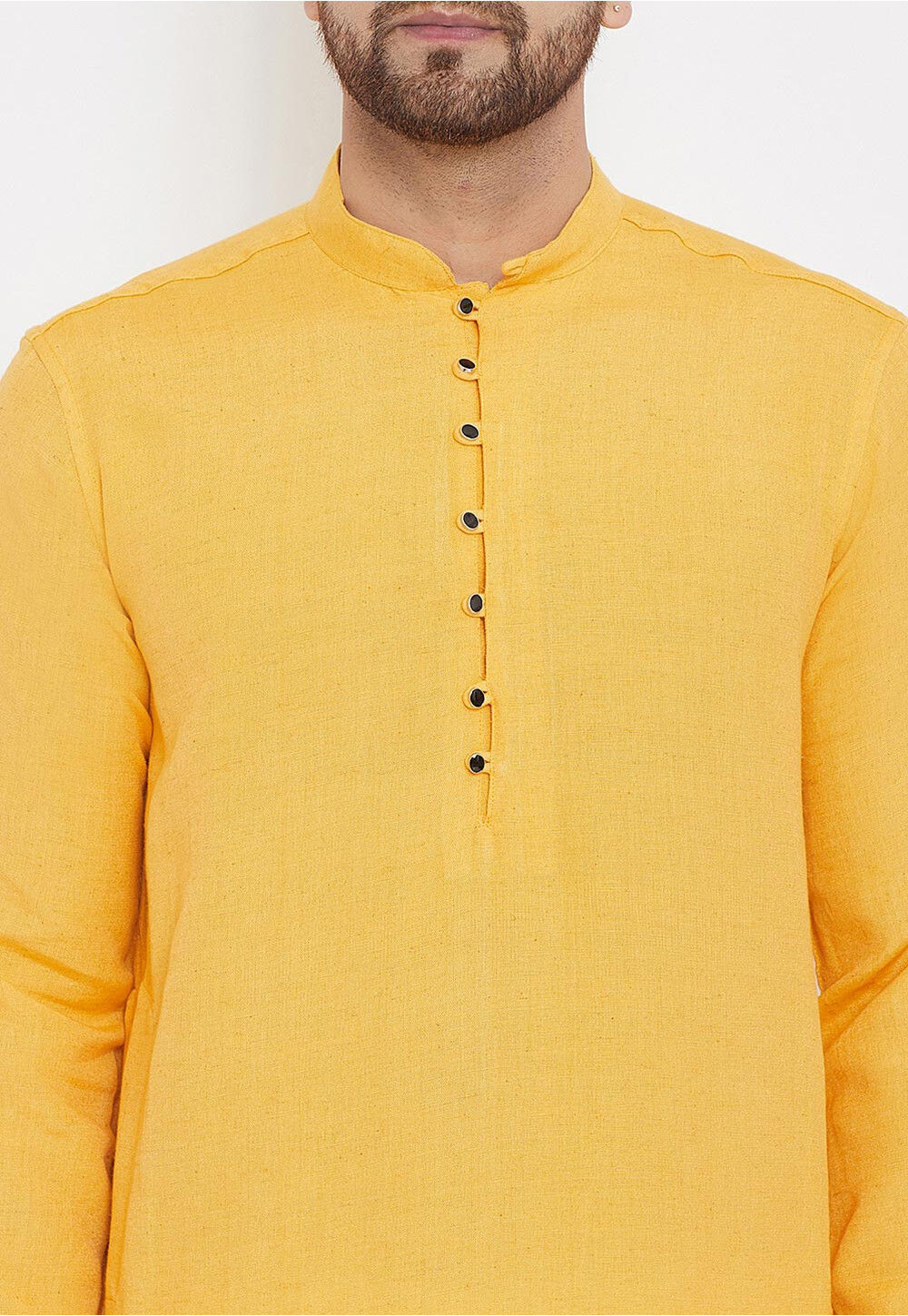 Buy Solid Color Pure Cotton Kurta in Yellow Online : MAN200 - Utsav Fashion