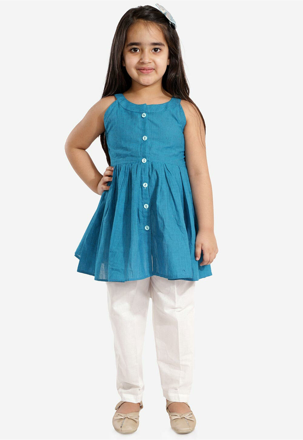 Buy Solid Color Pure Cotton Tunic Set in Light Blue Online : UTJ780 ...