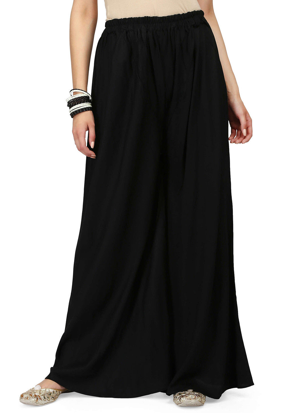 Buy Solid Color Rayon Plazzo in Black Online : BHT28 - Utsav Fashion