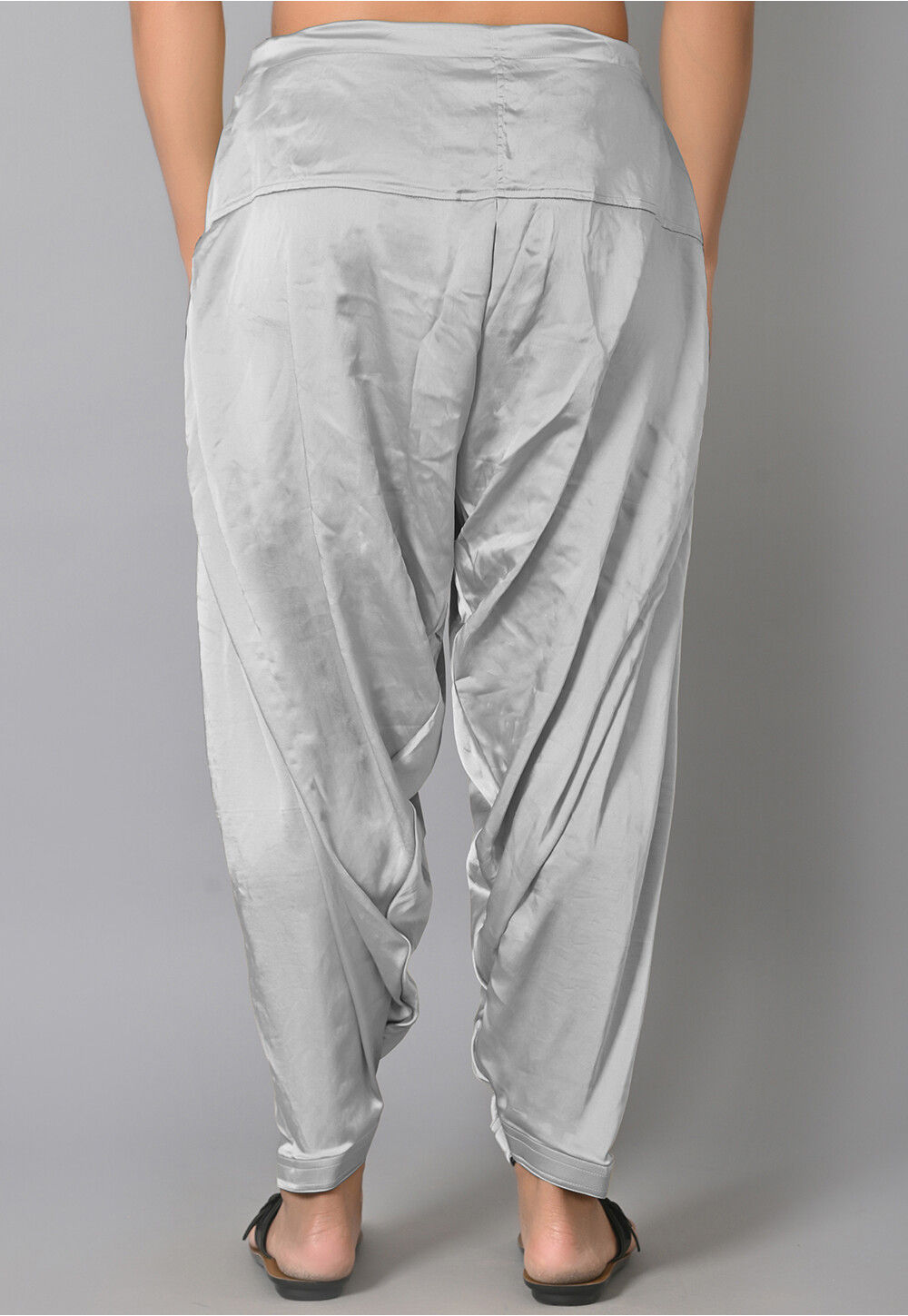 Solid Color Satin Afghani Salwar in Light Grey : MTE1381