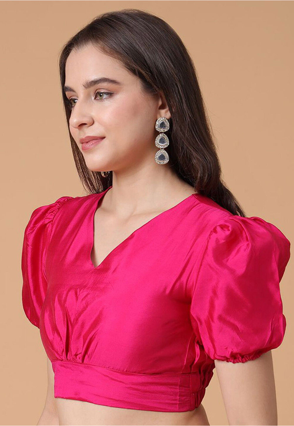 Buy Solid Color Satin Blouse In Fuchsia Online UVE211 Utsav Fashion buy-solid-color-satin-blouse-in-fuchsia-online-uve211-utsav-fashion