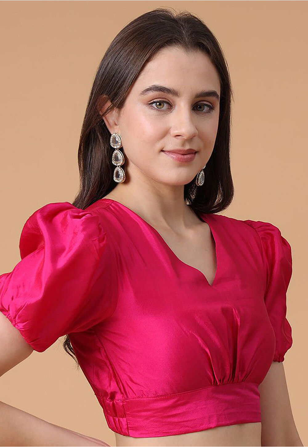 Buy Solid Color Satin Blouse In Fuchsia Online UVE211 Utsav Fashion buy-solid-color-satin-blouse-in-fuchsia-online-uve211-utsav-fashion