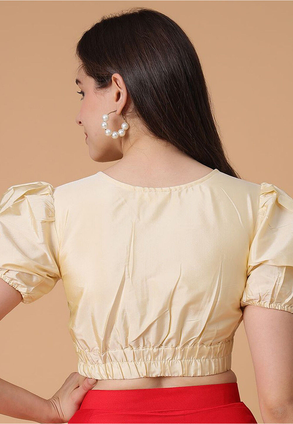 Buy Solid Color Satin Blouse in Light Beige Online : UVE207 - Utsav Fashion