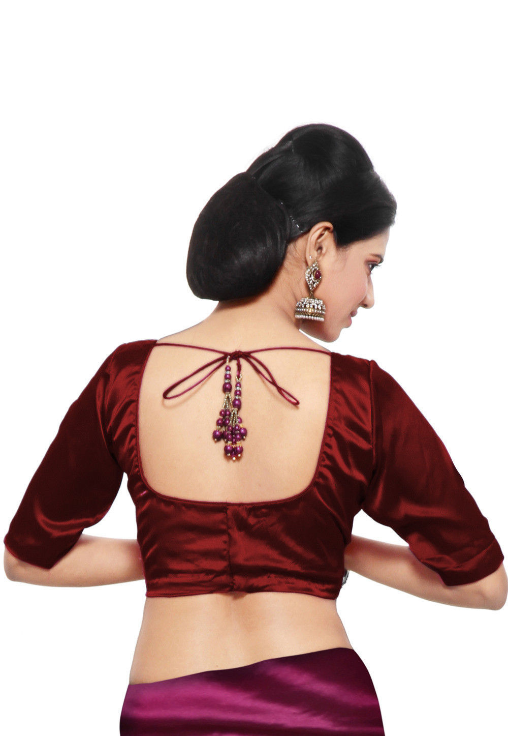 Buy Solid Color Satin Blouse in Maroon Online : UUX177 - Utsav Fashion