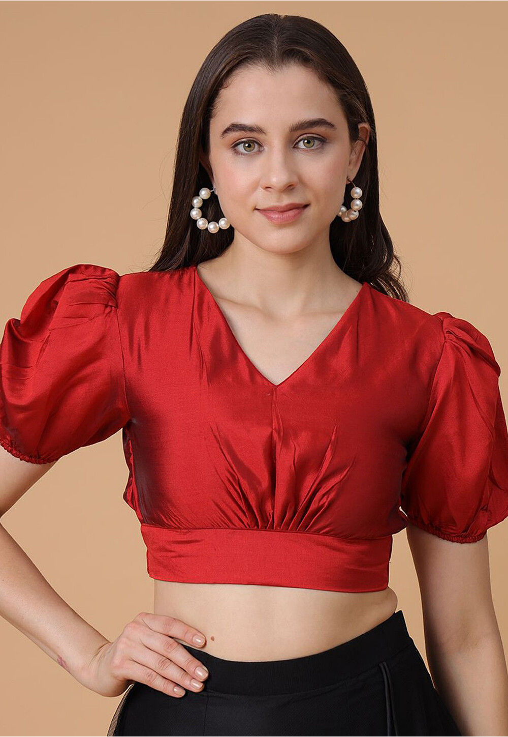 Buy Solid Color Satin Blouse in Maroon Online : UVE208 - Utsav Fashion
