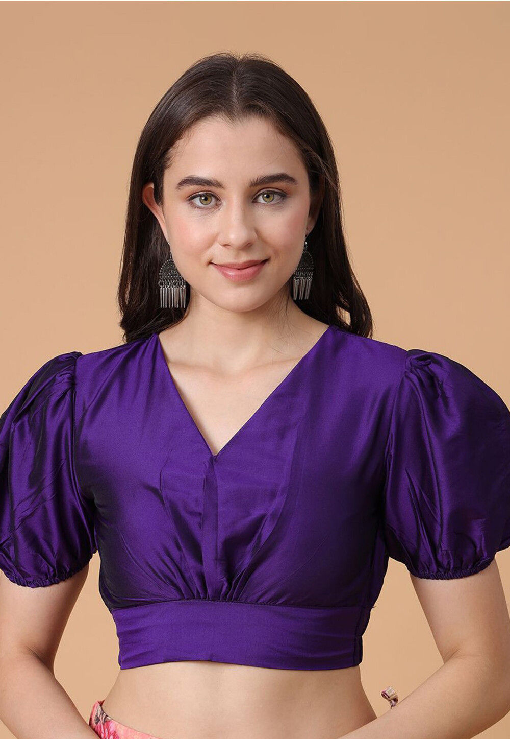 Buy Solid Color Satin Blouse in Violet Online : UVE214 - Utsav Fashion