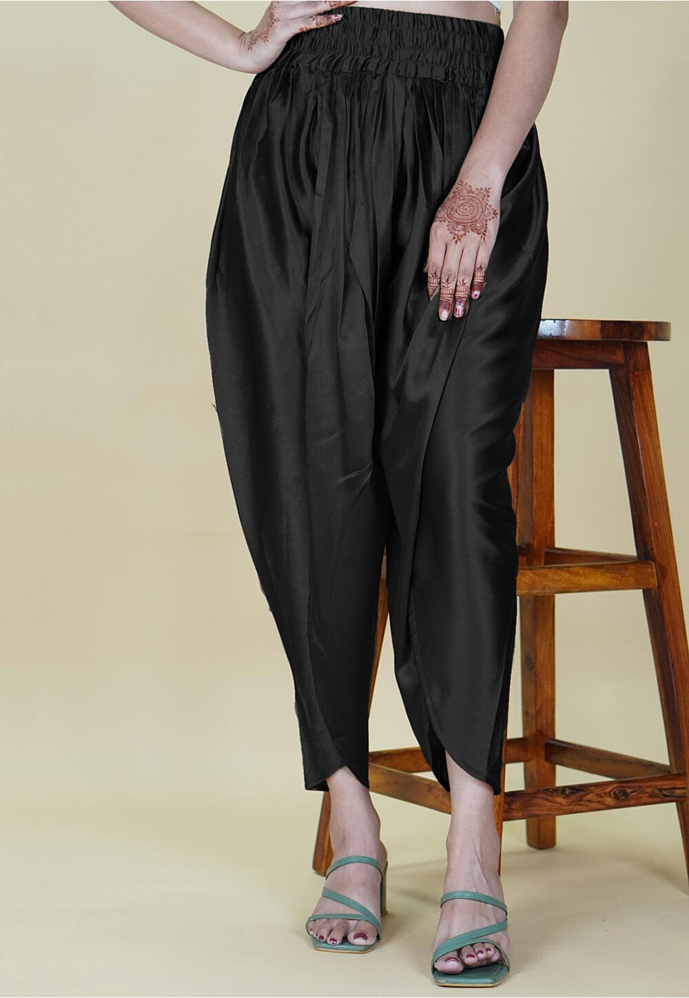 Buy Solid Color Satin Dhoti in Black Online : BSY224 - Utsav Fashion
