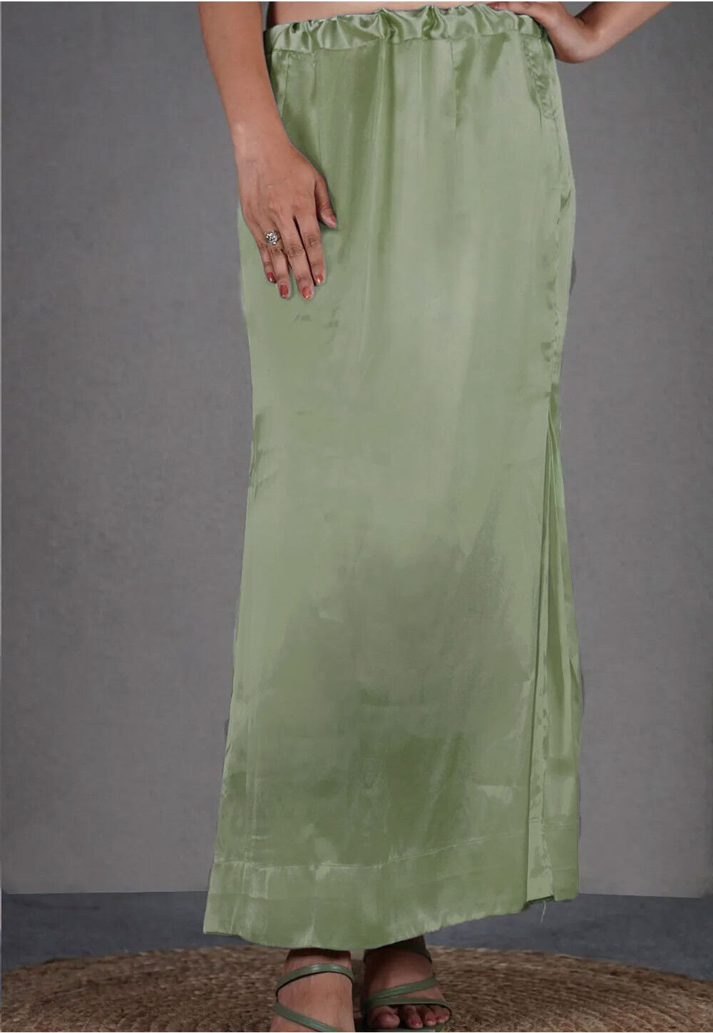 Buy Solid Color Satin Fish Cut Petticoat in Pastel Green Online ...