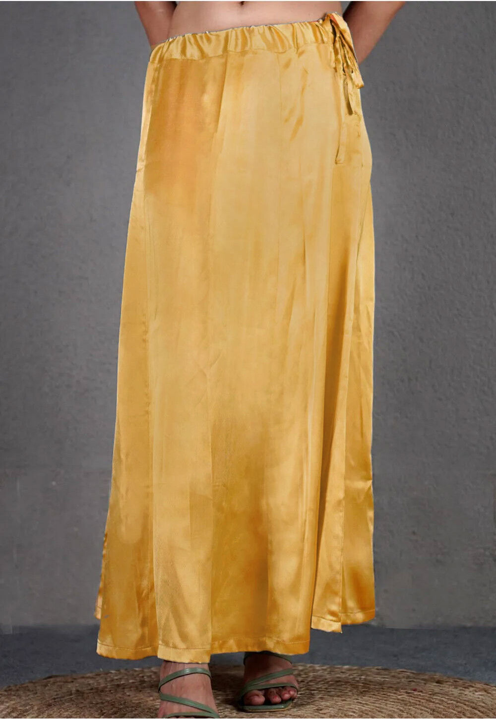 Buy Solid Color Satin Petticoat in Mustard Online : UAC345 - Utsav Fashion