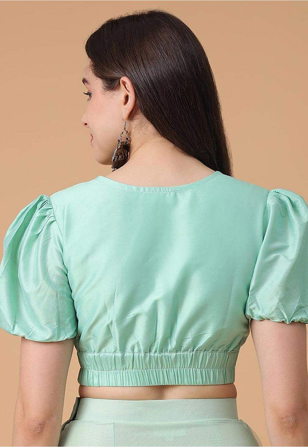 Buy Solid Color Satin Silk Crop Top in Pastel Green Online : TVE1553 ...