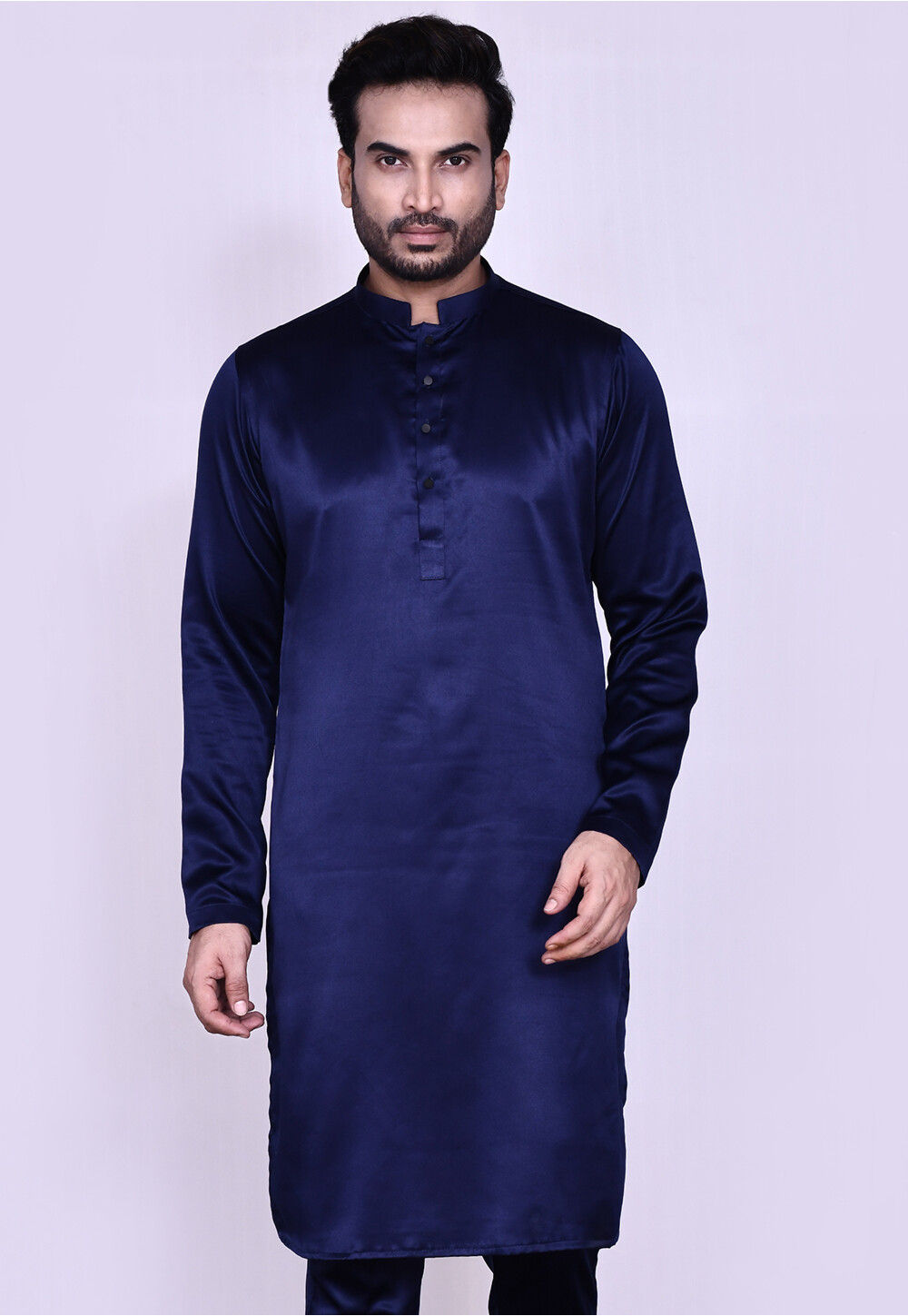 Buy Solid Color Satin Silk Kurta in Navy Blue Online : MTX3443 - Utsav ...