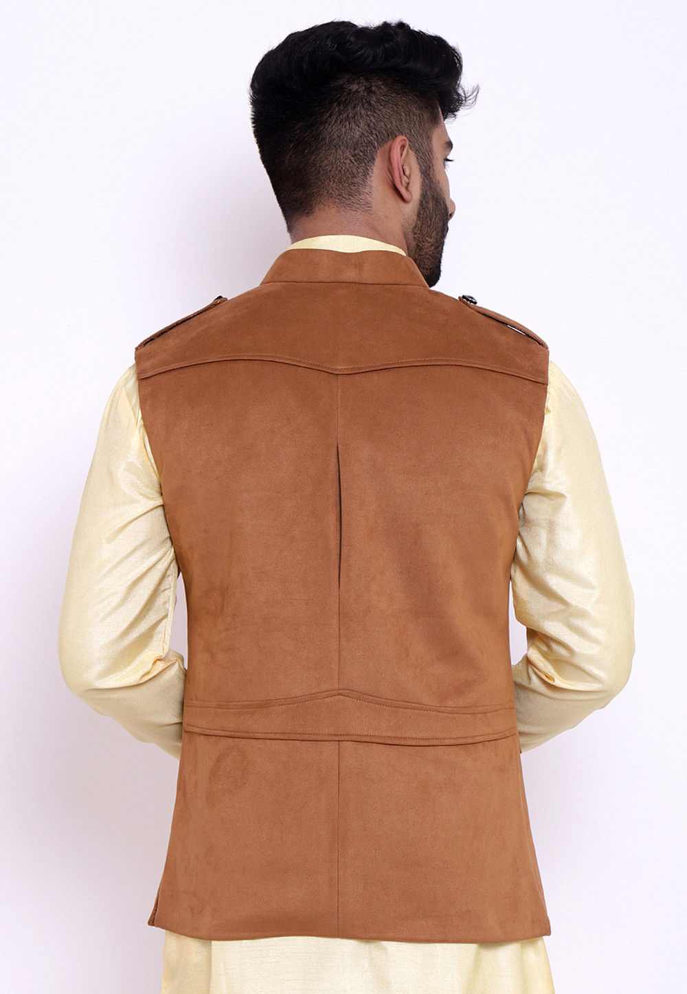 Buy Solid Color Suede Pathani Jacket in Brown Online : MTE60 - Utsav ...