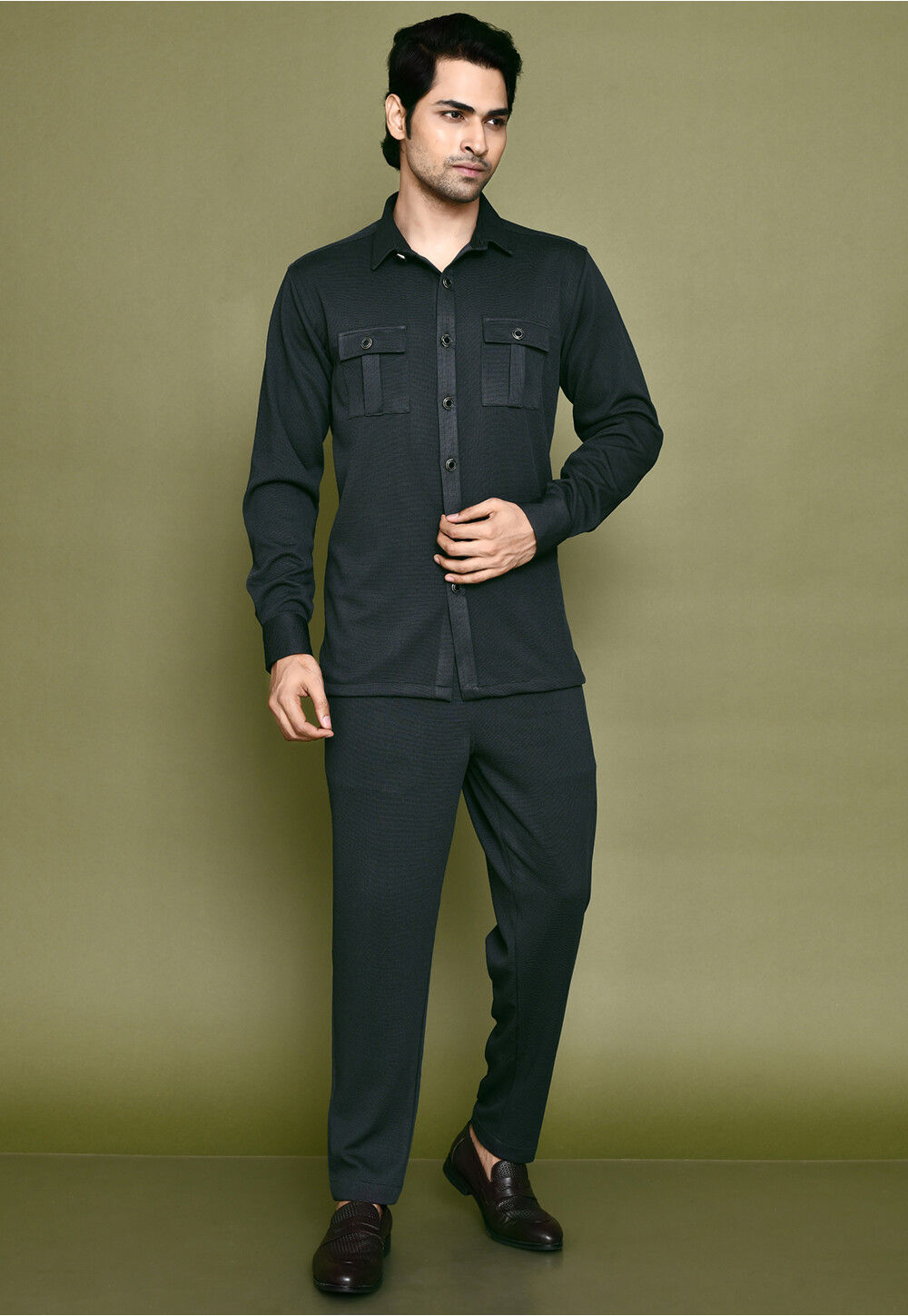 Buy Solid Color Terry Rayon Co Ord Set in Black Online : MTX3393 ...