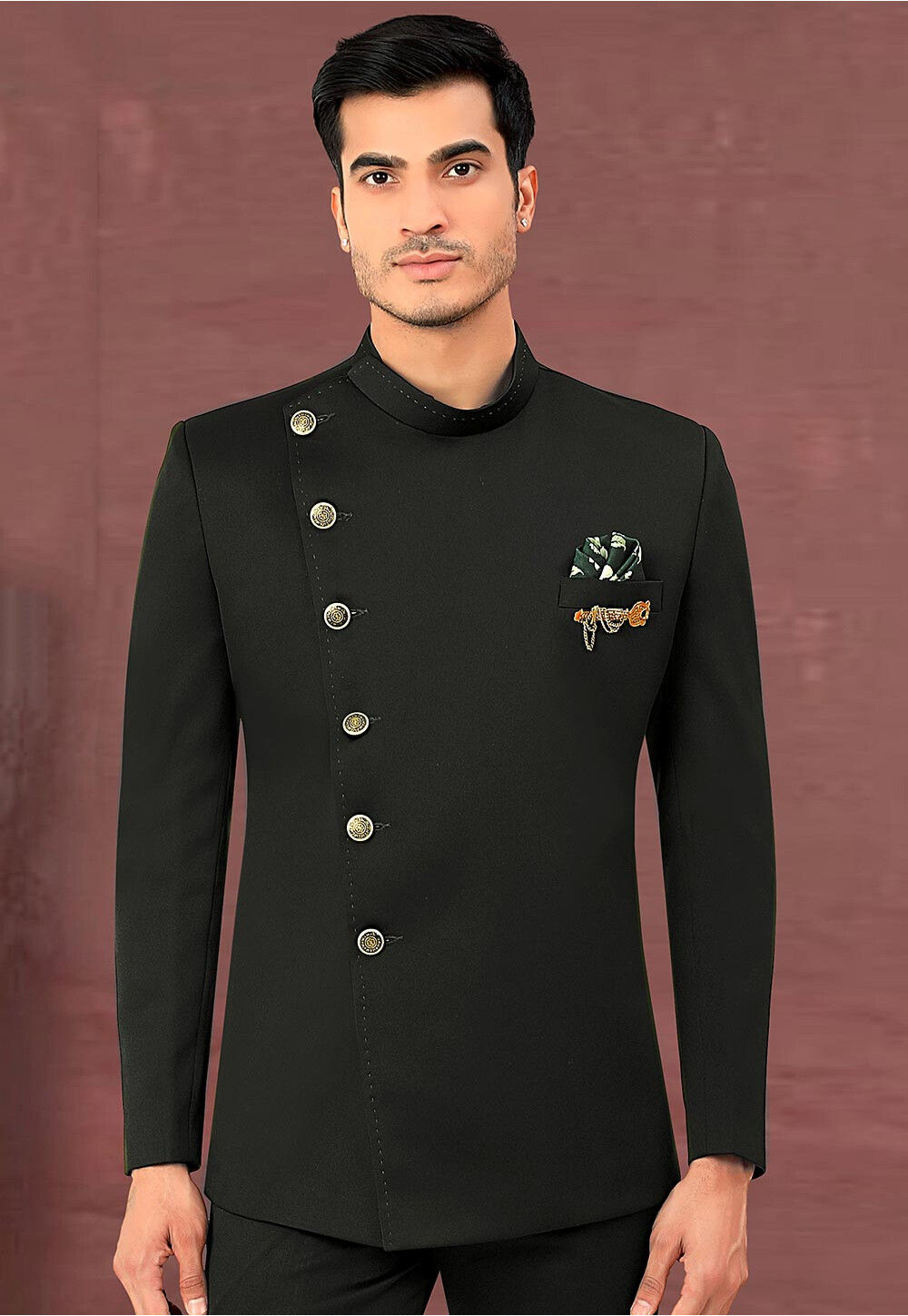 Buy Solid Color Terry Rayon Jodhpuri Jacket in Black Online : MHG2381 ...