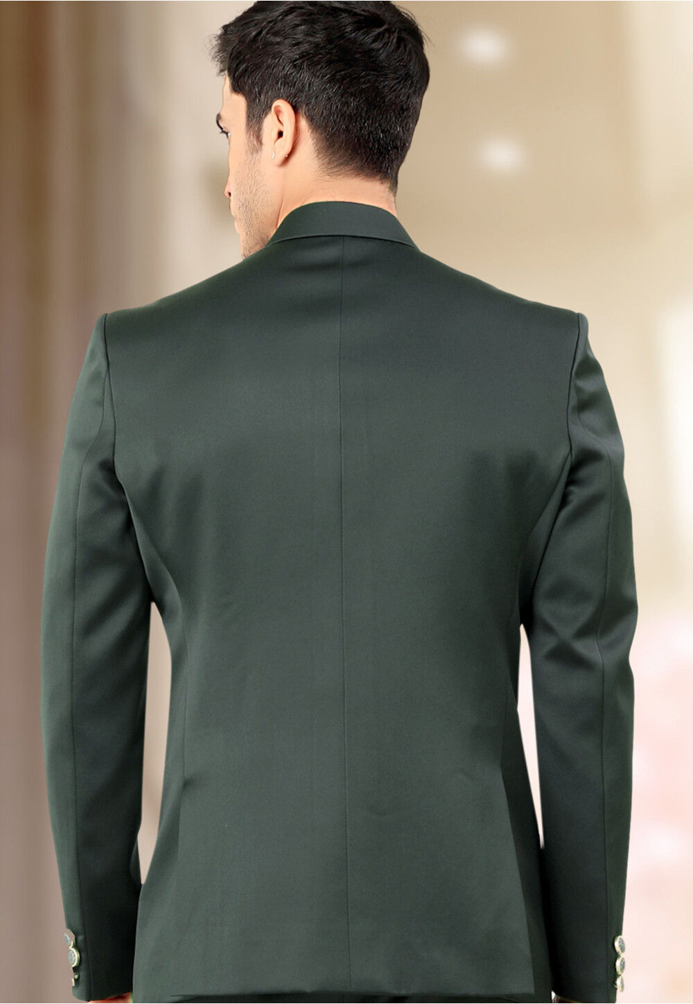 Buy Solid Color Terry Rayon Jodhpuri Suit in Dark Green Online ...