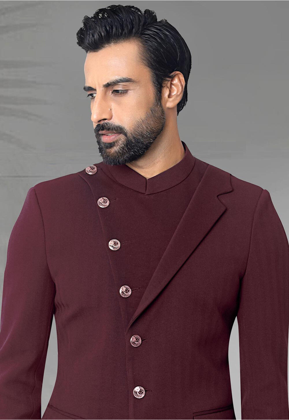 Buy Solid Color Terry Rayon Jodhpuri Suit in Maroon Online : MHG2798 ...