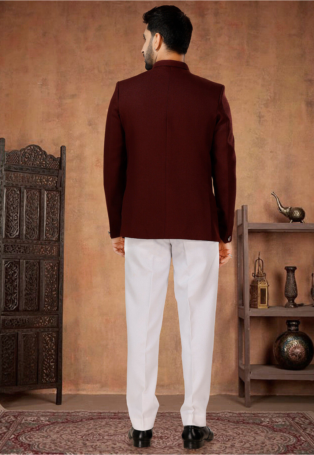 Buy Solid Color Terry Rayon Jodhpuri Suit in Maroon Online : MUY1655 ...