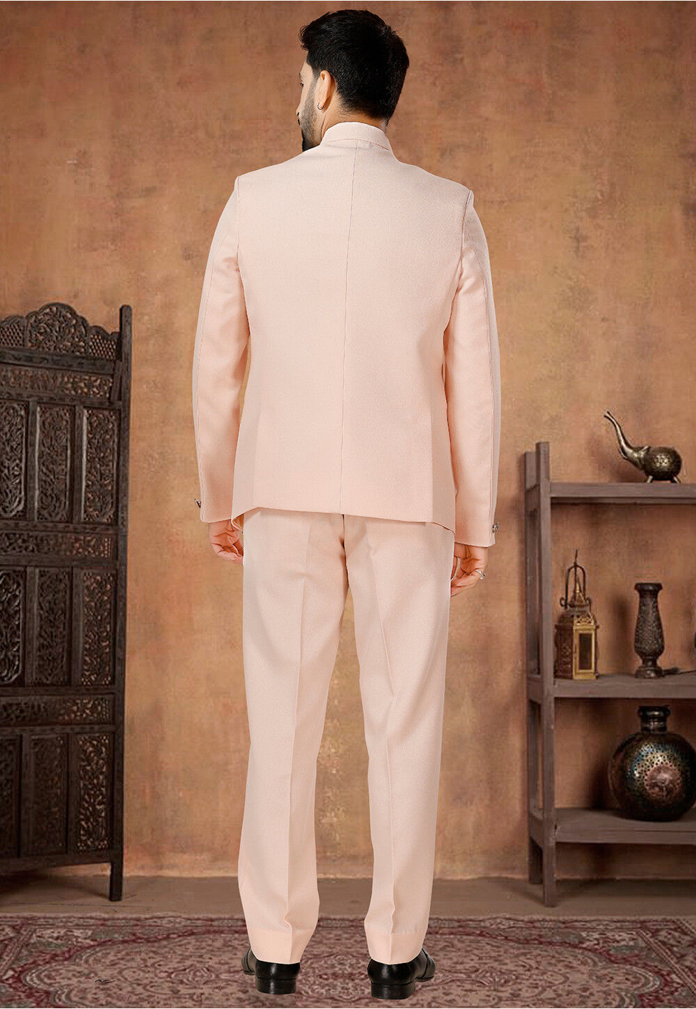 Buy Solid Color Terry Rayon Jodhpuri Suit in Peach Online : MUY1653 ...