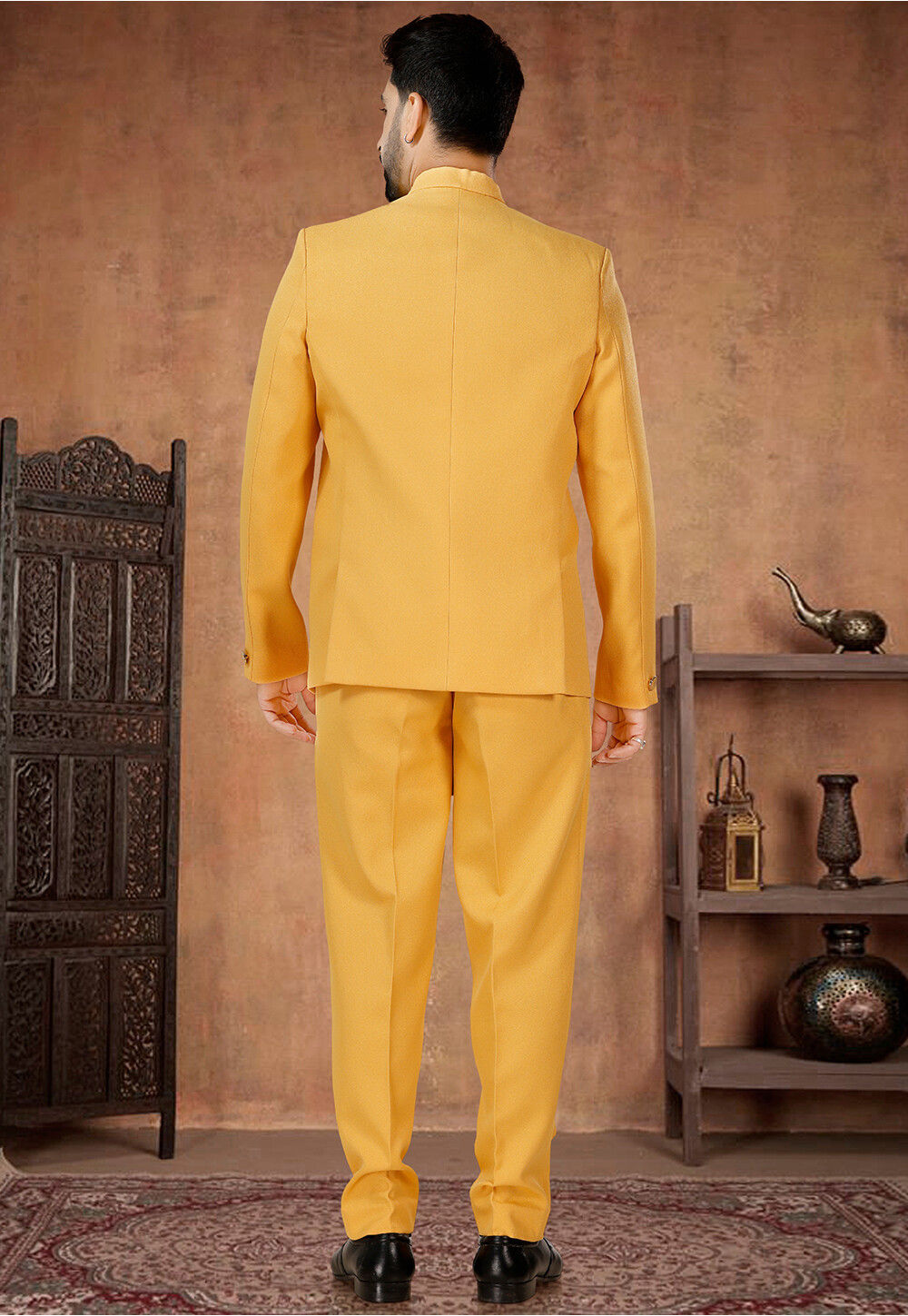 Buy Solid Color Terry Rayon Jodhpuri Suit in Yellow Online : MUY1654 ...