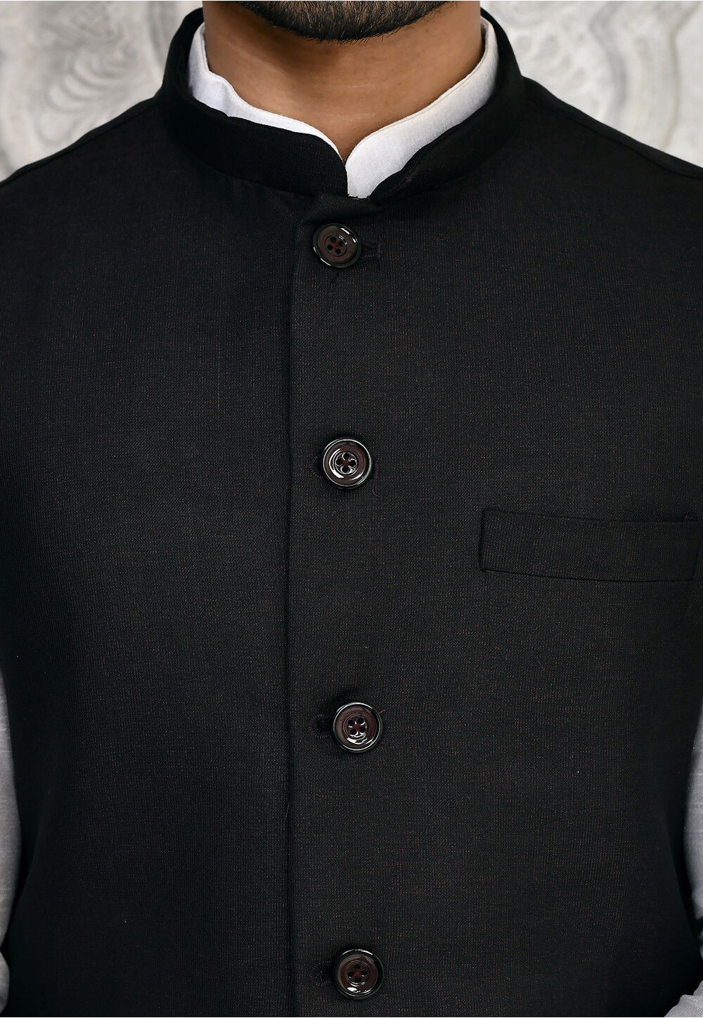 Buy Solid Color Terry Rayon Nehru Jacket in Black and Wine Online ...
