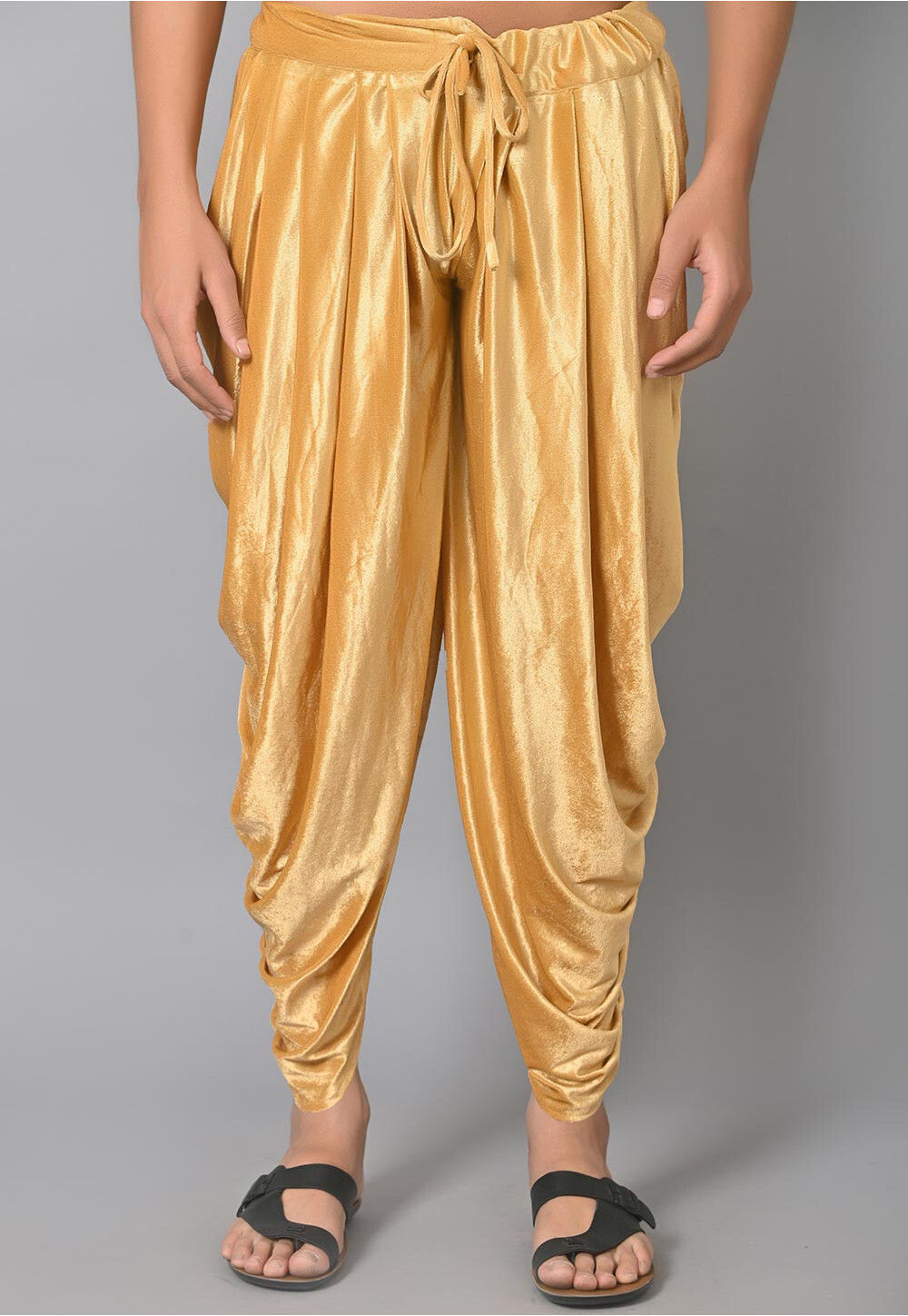 Buy Solid Color Velvet Dhoti Pant in Beige Online : MTE1174 - Utsav Fashion