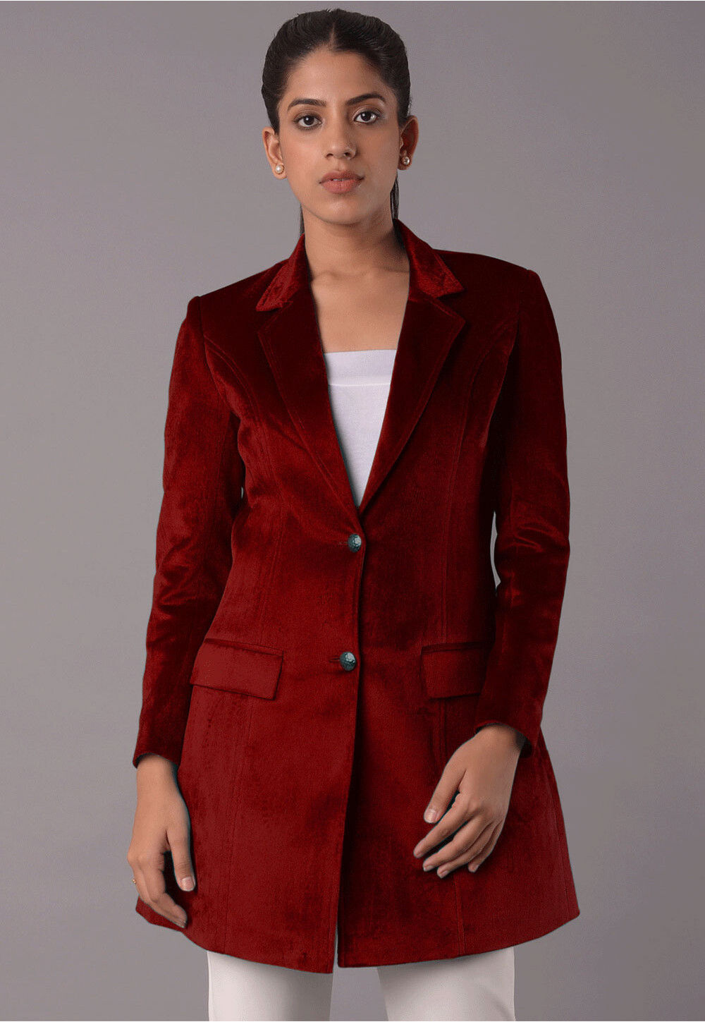 Buy Solid Color Velvet Jacket in Maroon Online : TBN103 - Utsav Fashion