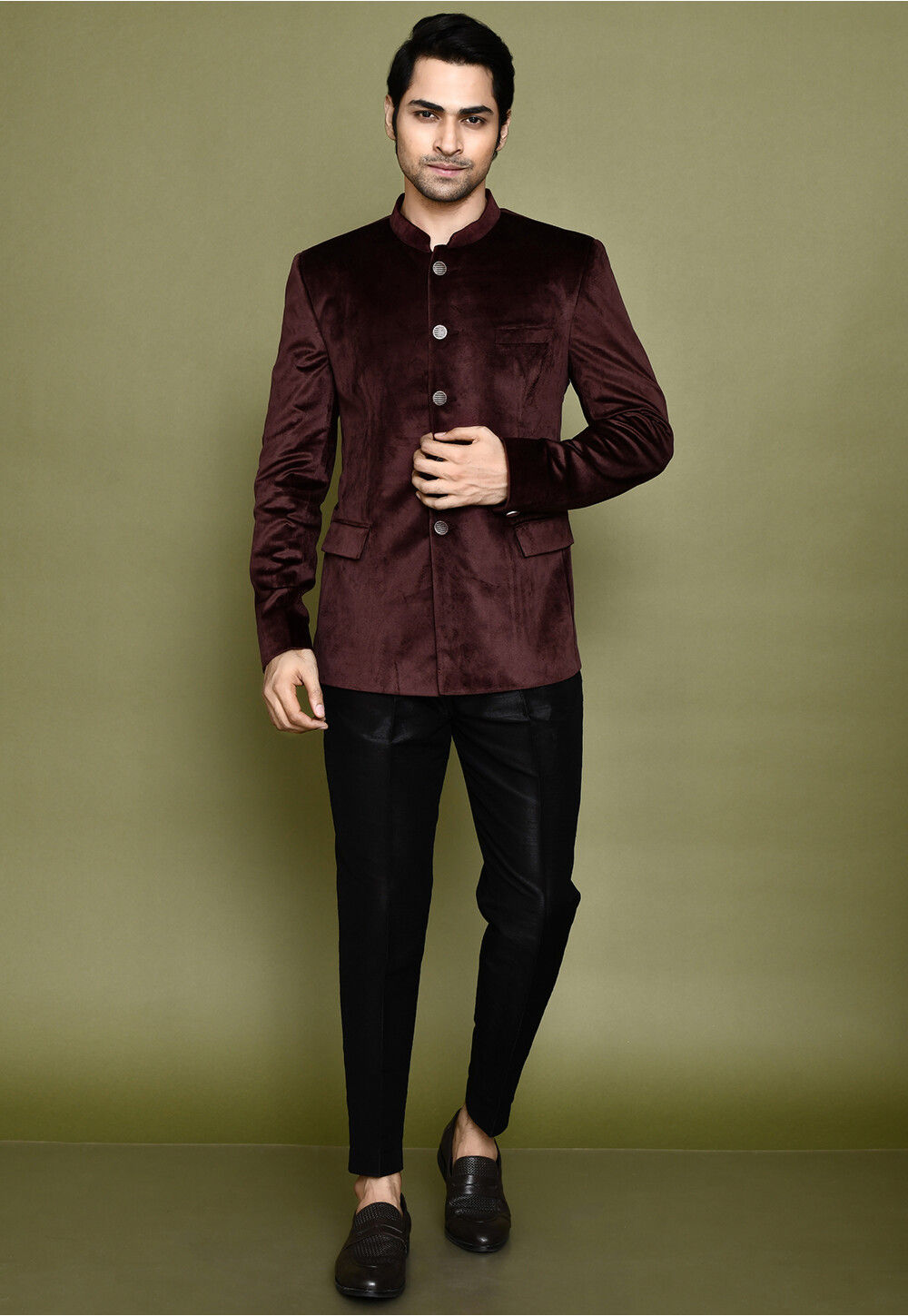 Buy Solid Color Velvet Kurta Set in Wine Online : MTX3412 - Utsav Fashion