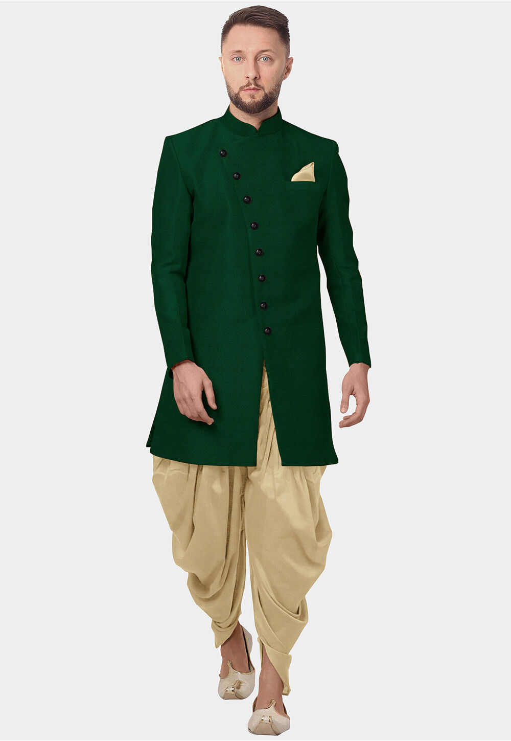 Buy Solid Color Velvet Sherwani in Dark Green Online : MTE1453 - Utsav ...