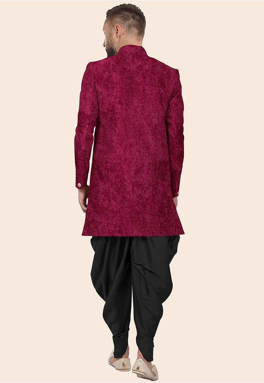 Buy Solid Color Velvet Sherwani in Wine Online : MXX734 - Utsav Fashion