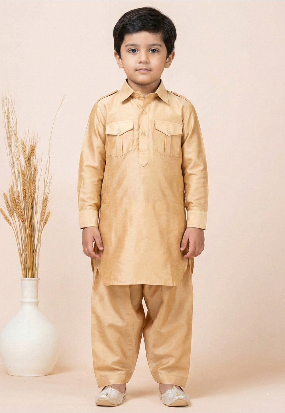 Buy Solid Color Viscose Cotton Pathani Suit in Beige Online : UAS310 ...