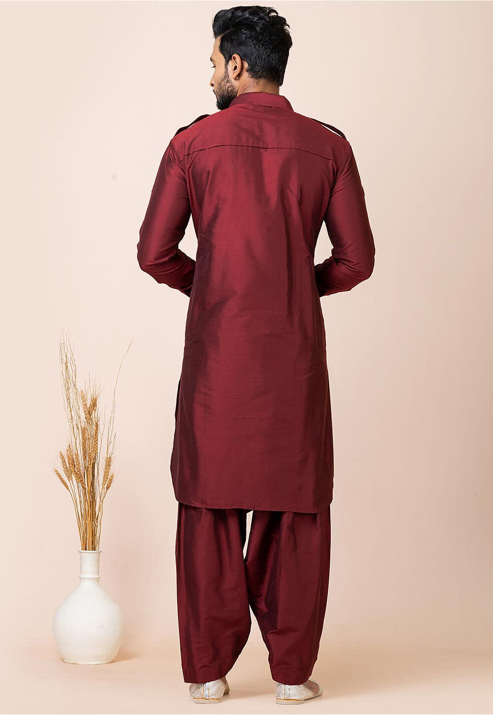 Buy Solid Color Viscose Rayon Paithani Suit in Maroon Online : MMQ2516 ...