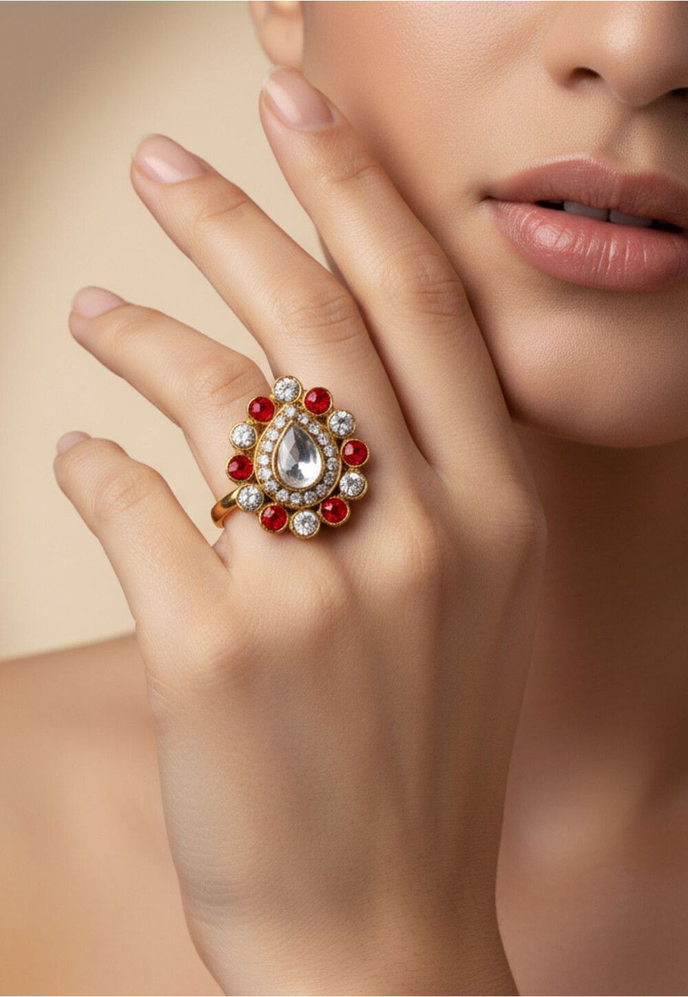 Buy Stone Studded Adjustable Ring Online : JVK8827 - Utsav Fashion