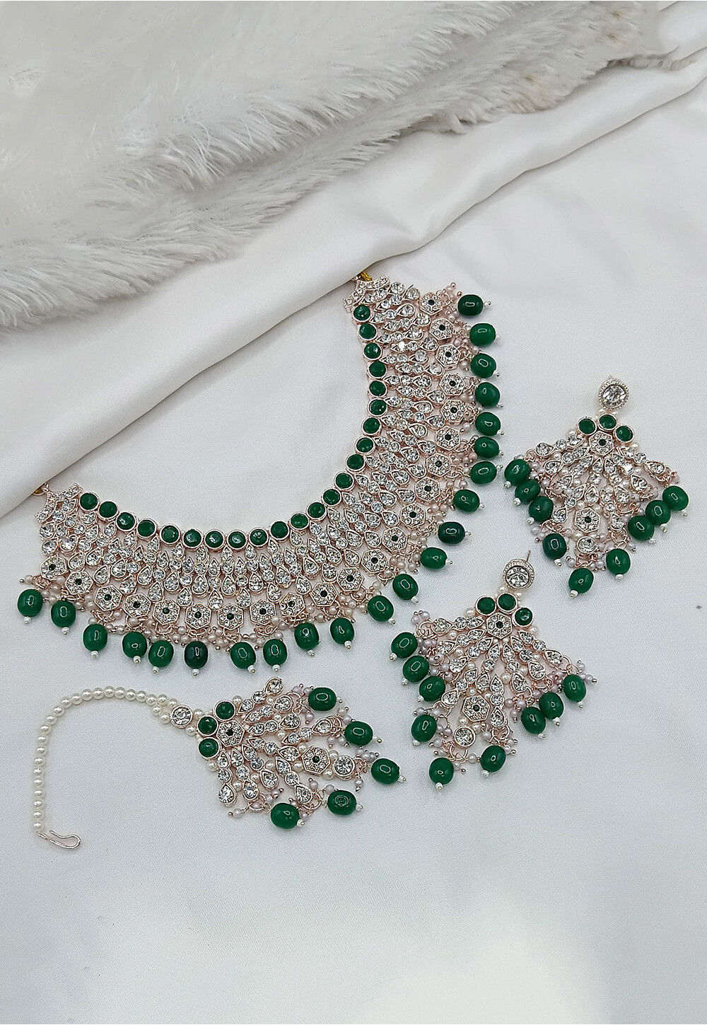 Buy Stone Studded Choker Necklace Set Online : JDN509 - Utsav Fashion