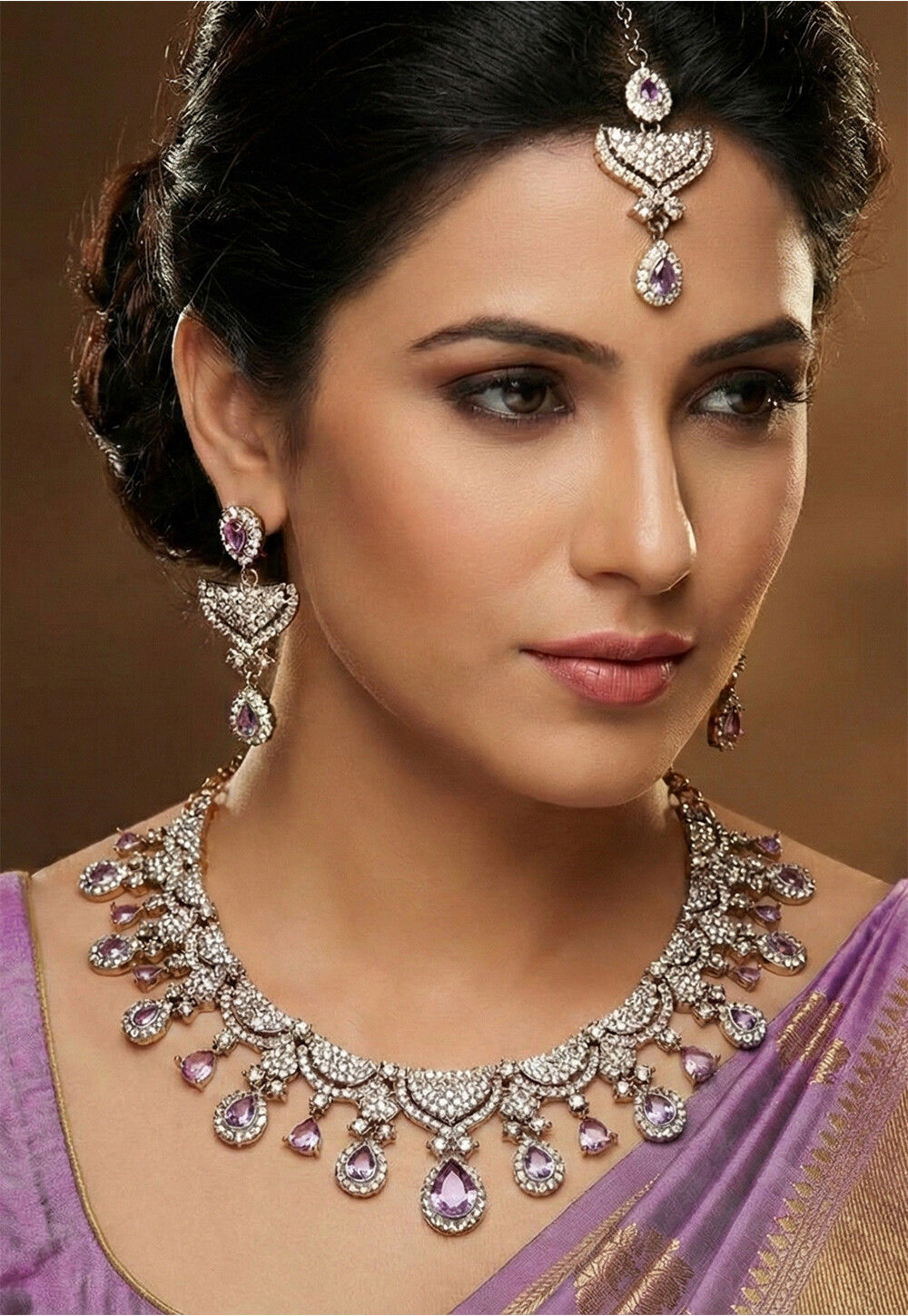 Buy Stone Studded Necklace Set Online : JNV7608 - Utsav Fashion