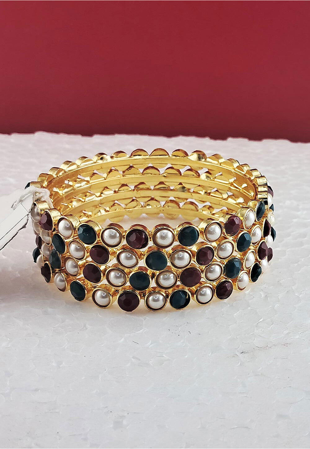 Buy Stone Studded Golden Plated Bangle Set Online : JVK8659 - Utsav Fashion
