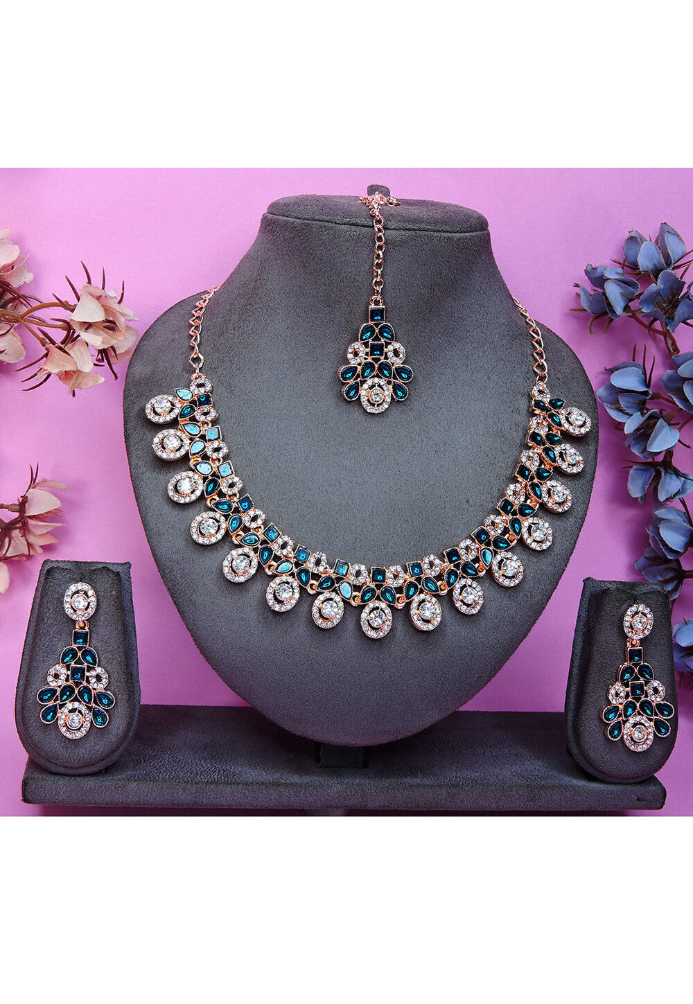 Buy Stone Studded Necklace Set Online : JNV7600 - Utsav Fashion