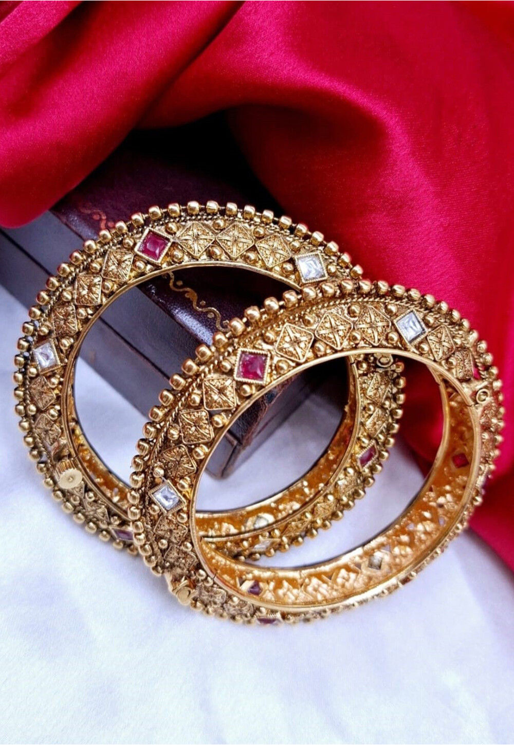 Buy Stone Studded Openable Bangle Pair Online : JKW1236 - Utsav Fashion