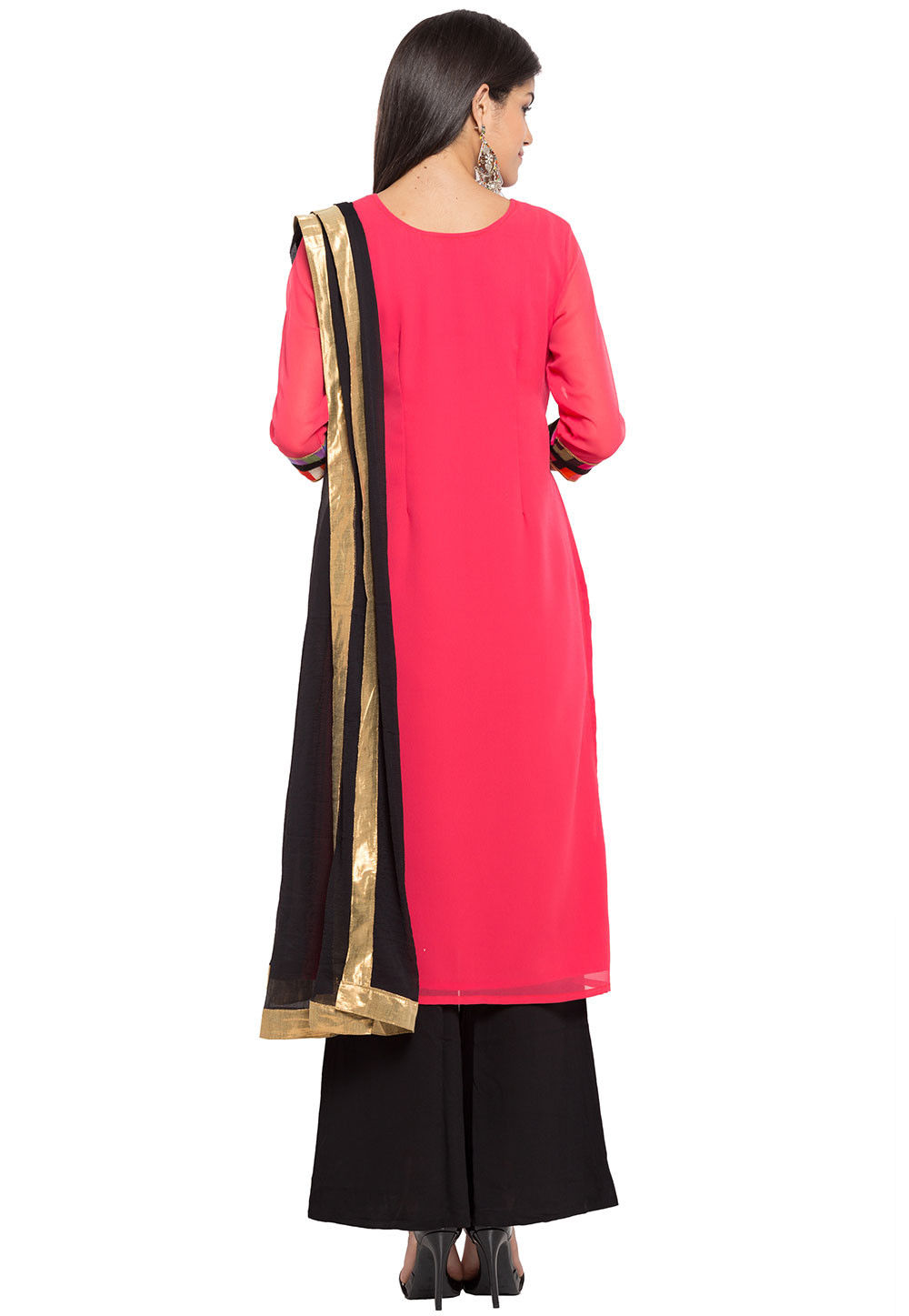 Buy Stripe Printed Georgette Pakistani Suit in Pink Online : KNF715 ...