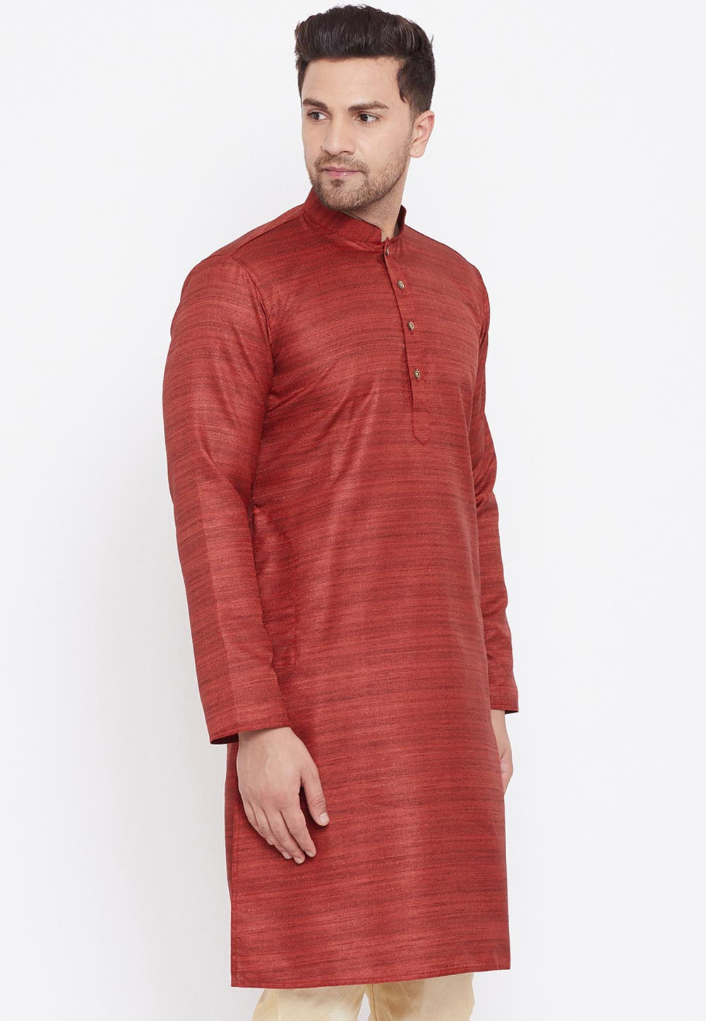 Buy Textured Art Silk Kurta in Maroon Online : MTR2036 - Utsav Fashion