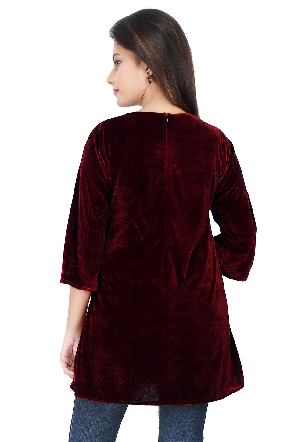 Buy Embroidered Velvet Top in Maroon Online : THU1463 - Utsav Fashion