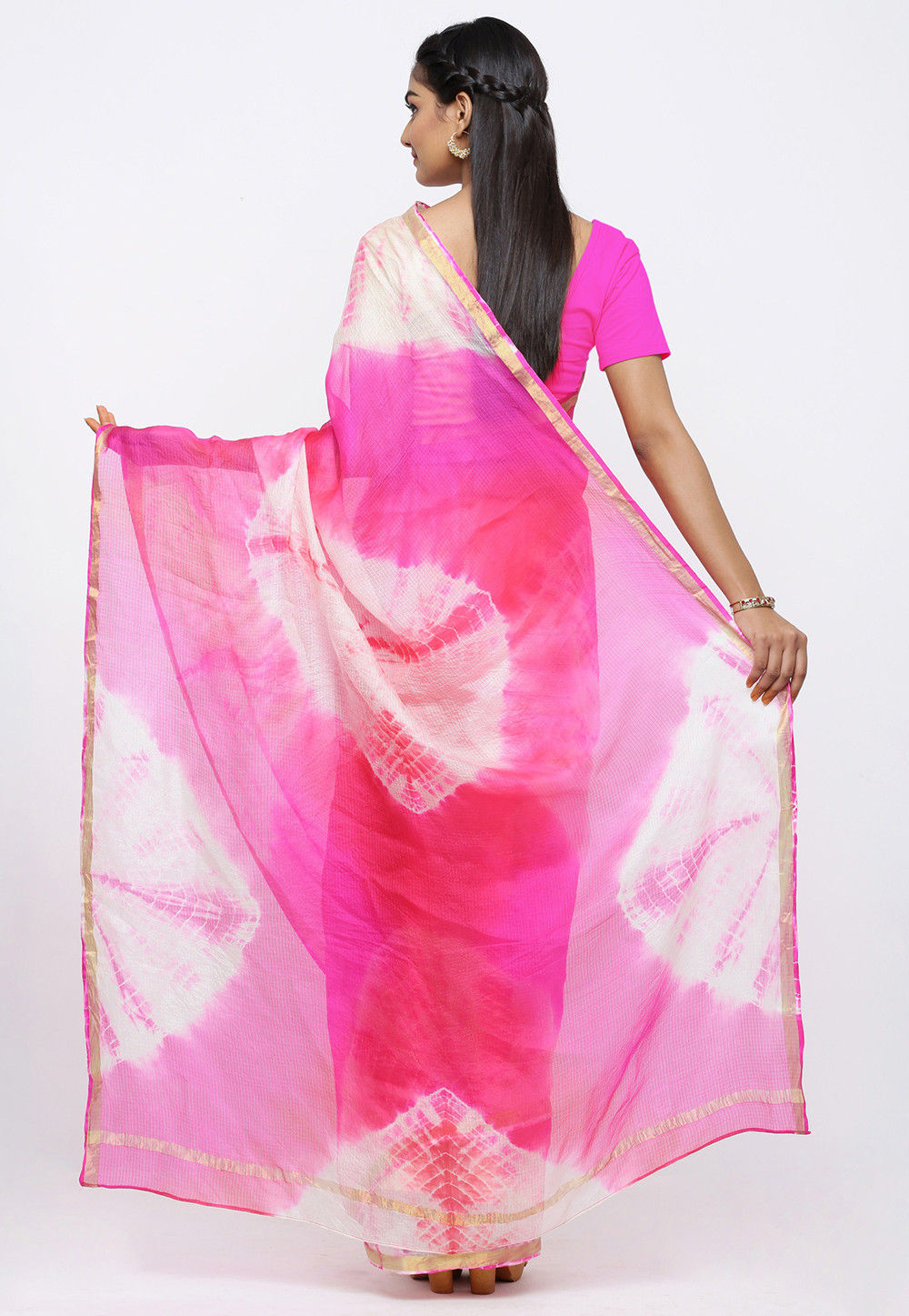 Buy Tie N Dye Pure Kota Silk Saree in Shaded Pink Online : SJN7333 ...