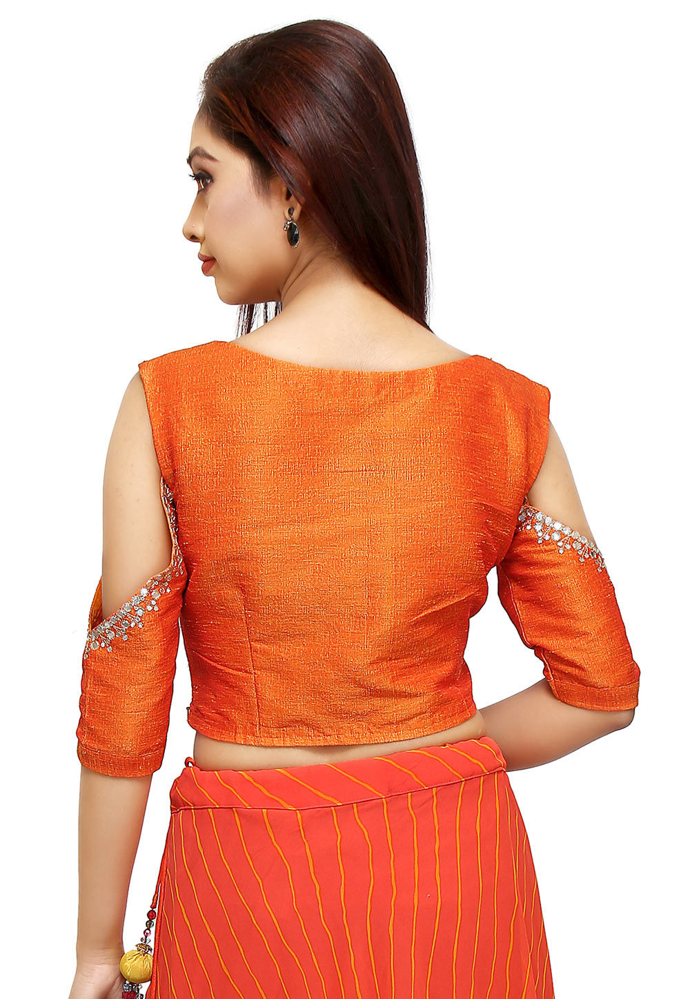 Buy Embroidered Raw Silk Crop Top in Orange Online : TJW600 - Utsav Fashion