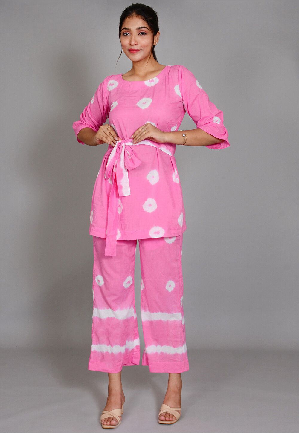 Buy Tye N Dye Printed Cotton Co Ord Set in Light Pink Online : TBQ750 ...