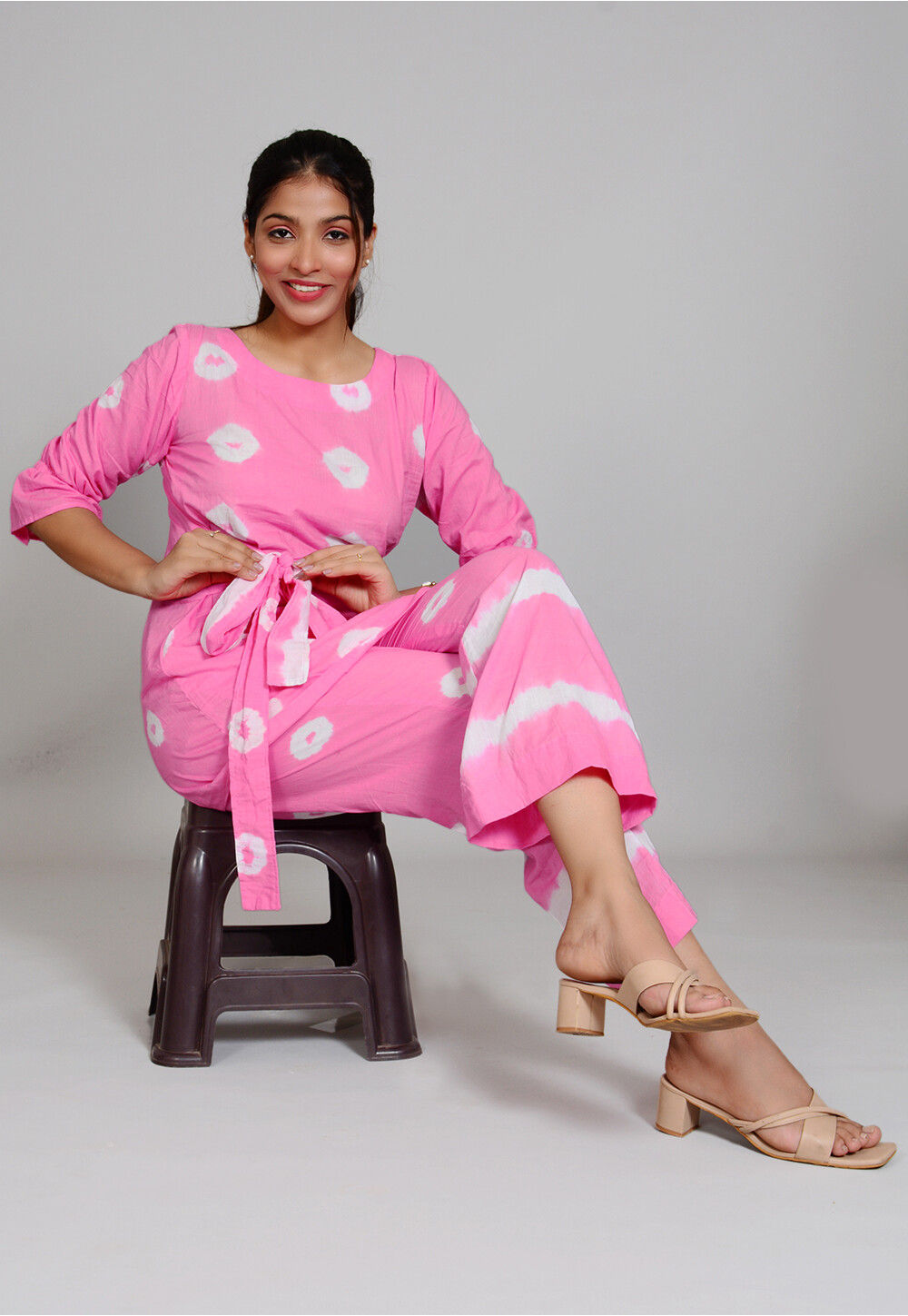 Buy Tye N Dye Printed Cotton Co Ord Set in Light Pink Online : TBQ750 ...